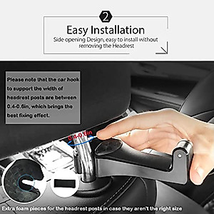 OCUBE Car Hooks Car Seat Back Hooks with Phone Holder, (2 Pack) Universal Vehicle Car Headrest Hooks Hanger with Lock and Phone Bracket for Holding Phones and Hanging Bag, Purse, Cloth, Grocery-Black