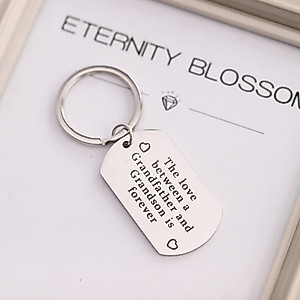 Gift Keychain for Grandpa Grandfather from Grandson the Love Between a Grandfather and Grandson is Forever Key Rings for papa Christmas Birthday Gifts for Grandson Granddad