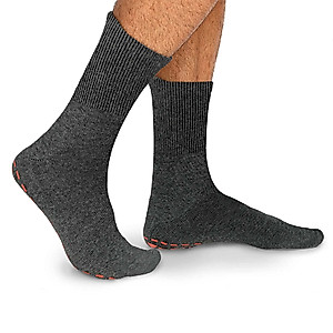 NOVAYARD 5 Pairs Non Slip Socks Hospital Diabetic Non Skid Socks Yoga Pilates Slipper Socks Men Women(Black+Grey+Dark gray,Large)