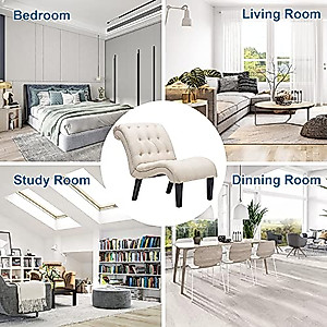 Haobo Home Armless Accent Chair Button Tufted Slipper Chair Side Chair for Dining Room Living Room Bedroom Funiture