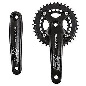BUCKLOS Double/Triple 64/104 BCD Square Taper Bike Crankset - 2x/3x Mountian Bike MTB 170mm Bicycle Cranksets with 22/24/26/32/38/42/44T Chainring for 8/9/10 Speed