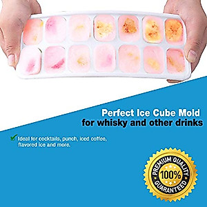 4 Pack Ice Cube Trays, Ice Tray Durable & Flexible, Ice Trays for Freezer, Silicone Ice Cube Tray, 14 Ice Cube Trays for Freezer With Lid, Super Easy Release Stackable BPA Free for Drinks & Cocktail