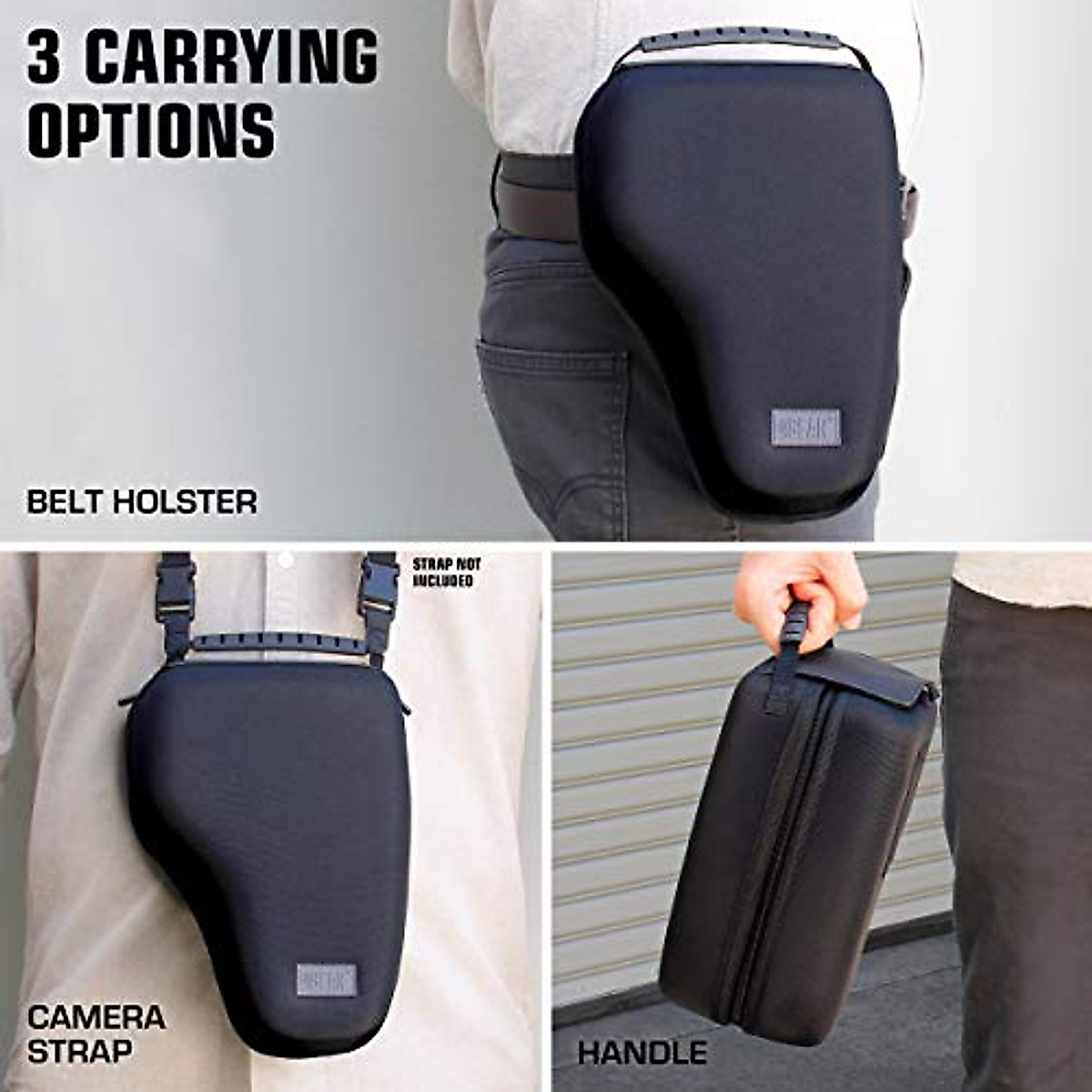 USA GEAR Hard Shell DSLR Camera and Zoom Lens Case with Molded EVA Protection, Quick Access Opening and Padded Interior - Compatible with Nikon, Canon, Olympus Cameras with Popular 300mm Lenses