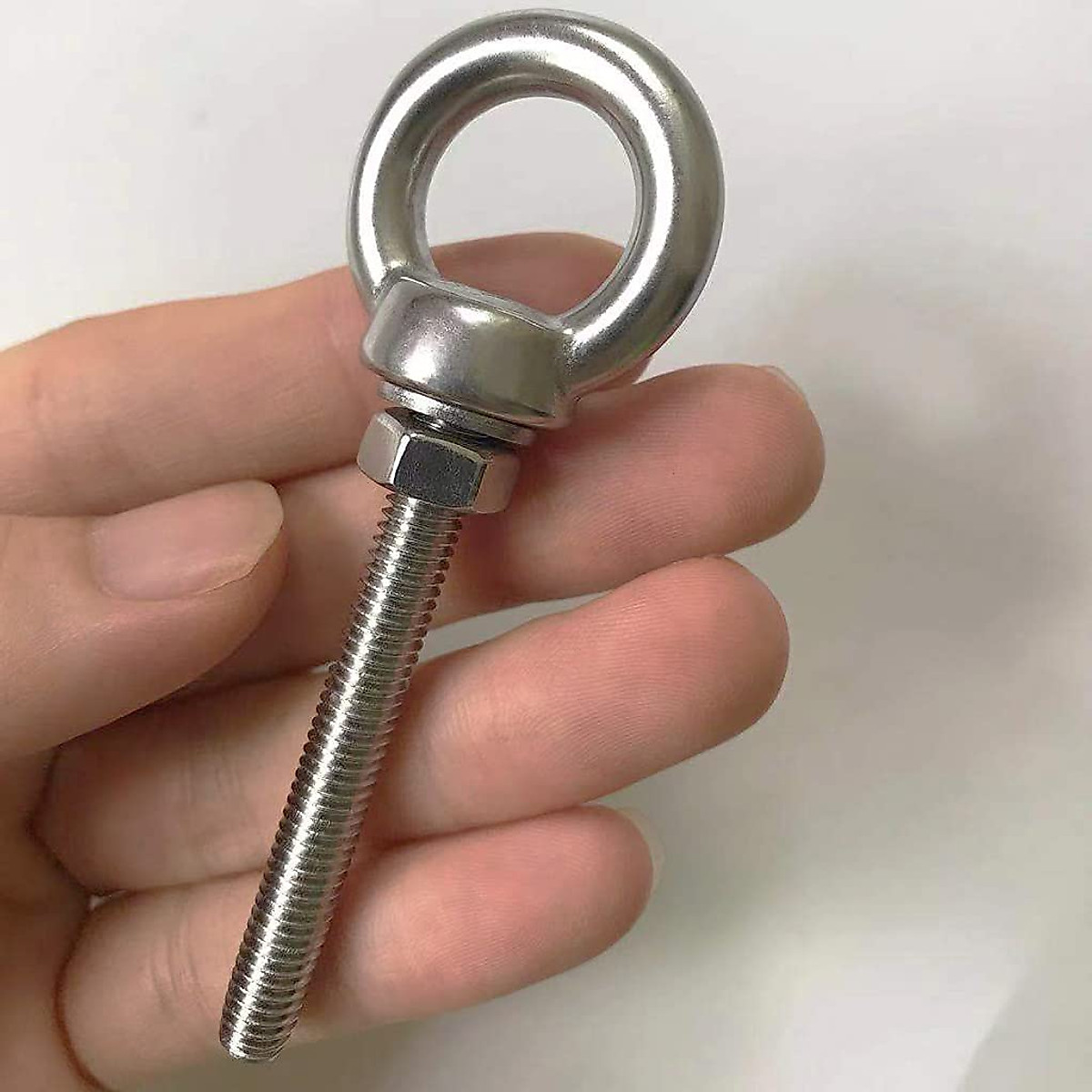AIVOOF Stainless Steel Eye Bolts, M6 Shoulder Eye Bolt 2" Heavy Duty EyeBolts Screws in Eye Hooks with Washer and Nuts for Lifting Ring Eyebolt Thread Length 50mm