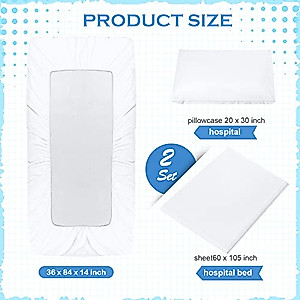 Moukeren 6 Pcs Hospital Bed Sheet Fitted Hospital Bed Sheets 36 x 84 x 14 with Hospital Bed Sheets and Pillow Cases Elastic All Around for Home, Massage Table, Hotel, Hospital (White)