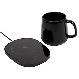 Mind Reader Coffee Warmer and Mug Set, Tea Cup Warmer, Coffee Accesories, Desk, USB Cord, 6.5" L x 4.75" W x 1" H, 2 Pcs, Black