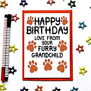 Birthday Card From Furry Grandchild, Pets, Dog, Cat For Grandma, Grandpa, Fur Grandparent
