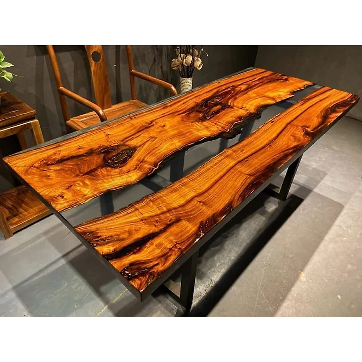 Personalized LARGE EPOXY TABLE, Resin Dining Table for 2, 4, 6, 8 River Dining Table Top, Wood Epoxy Coffee Table Top, Living Room Table (without Stand, 24 x 12inches)