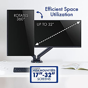 Stellar Mounts Dual Spring LCD Monitor Arms with USB and Multimedia Ports for: ASUS TUF Gaming 32" 1080P Curved Monitor (VG328H1B) - Full HD, 165Hz (Supports 144Hz), 1ms, Extreme Low Motion Blur