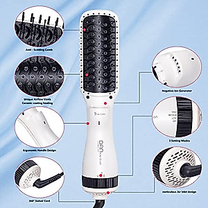 Negative ion Hair Straightener Brush,Small Hair Dryer Brush with Brush Cases,hot Hair Brush,Hair Dryer Brush for Short Hair,Blow Dry Brush,Paddle Brush Dryer,One Step Hair Dryer and Volumizer