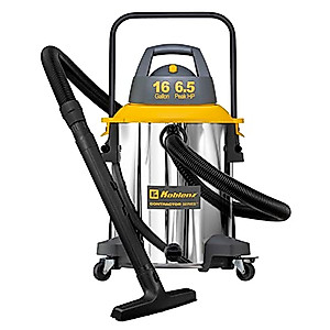 Koblenz Contractor Wet/Dry Vac, 16 Gal Stainless Steel 6.5HP 2-Stage Quiet Motor, Stainless (WD-16 C416SSH)