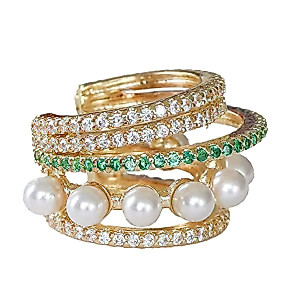 MOEPAPA Pearl Ear Cuff Earrings for Women 14K Gold Ear Cuffs for Non Pierced Ears Cartilage Earrings (Pearl)