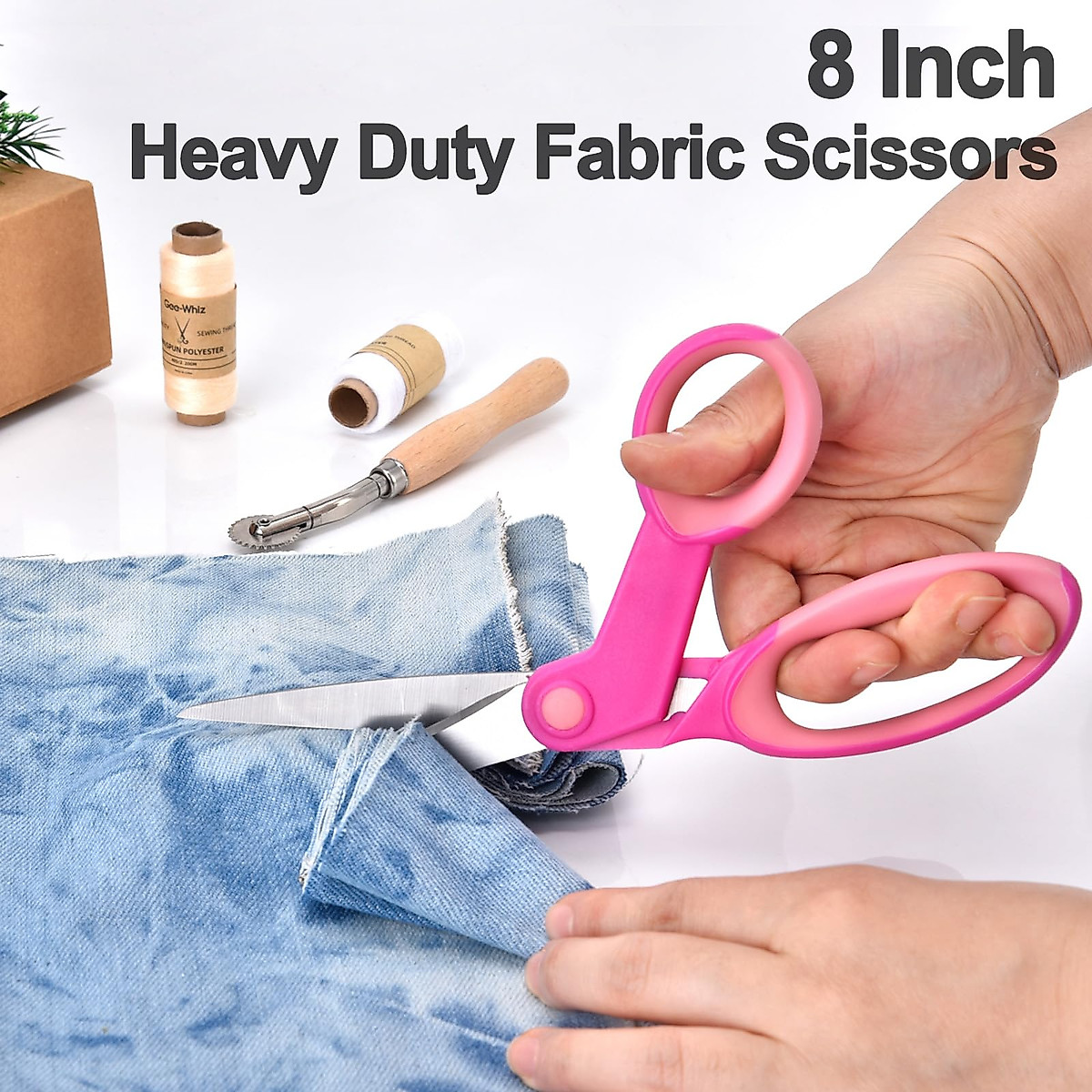 Zicolu Premium Sewing Scissors Bundle, 8" Heavy Duty Fabric Scissors, 5" Detail Embroidery Scissors, 4" Small Selvedge Scissors, 5" Thread Snips, Tailoring, Dressmaking, Quilting, Arts&Craft Supplies