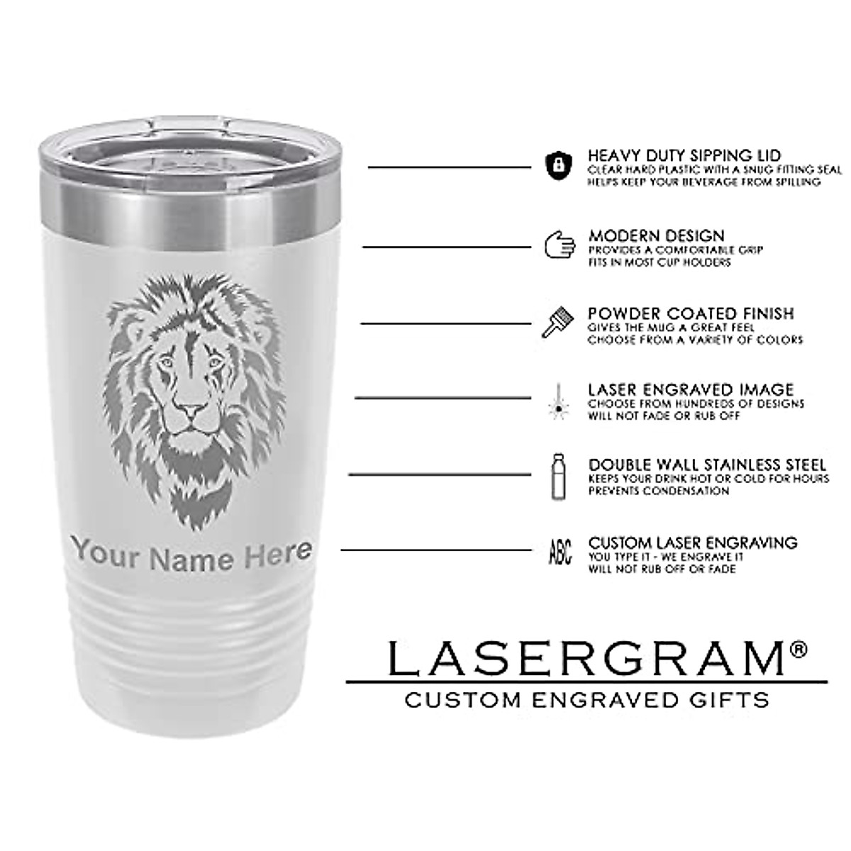 LaserGram 20oz Vacuum Insulated Tumbler Mug, Dachshund Dog, Personalized Engraving Included (White)