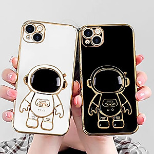 Pepmune Compatible with iPhone 13 Mini Case Cute 3D Astronaut Stand Design Camera Protection Shockproof Soft Back Cover for Apple iPhone 13 Mini Phone Case Black