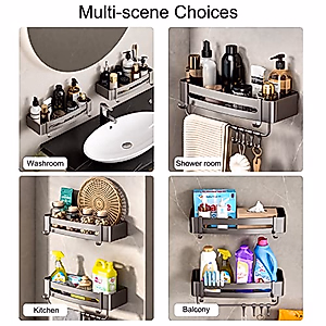 LBW 3 Packs Shower Caddy No Drilling Shower Rack for Bathroom Shower Organizer with Soap Holder and Hooks&Adhesive for Bathroom,Kitchen，Rustproof Shower Shelves for Inside Shower(pack of 3)