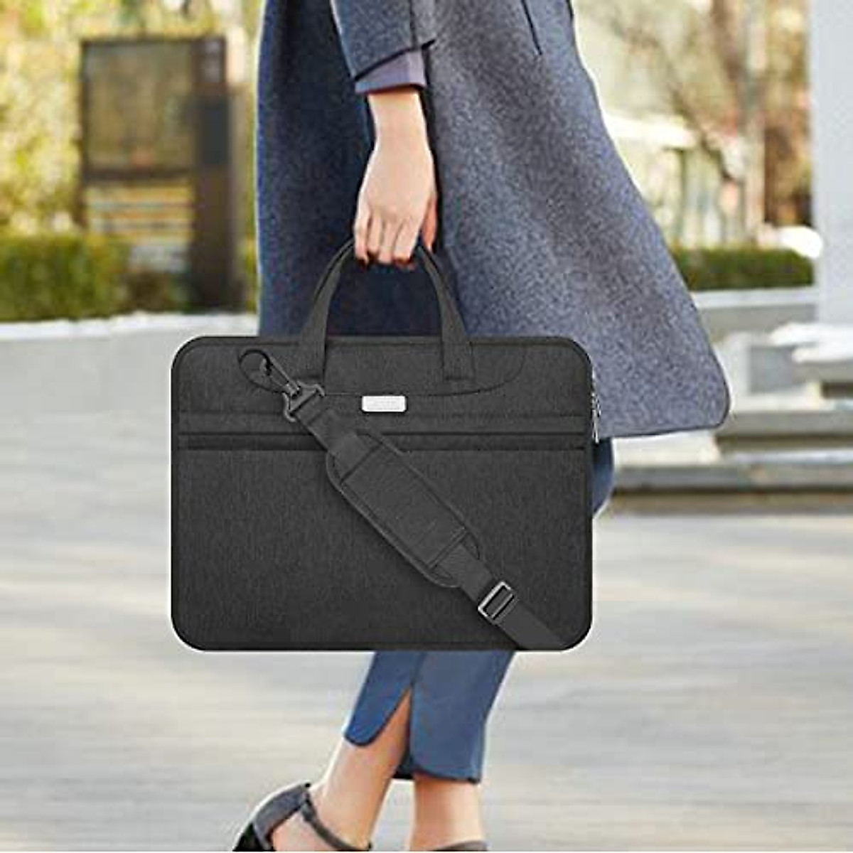 HESTECH Laptop Bag,15.6 Inch Laptop Sleeve Case,Business Briefcase,Water-Repellent Slim Computer Carry Case with Shoulder Strap for 15-16" Hp Dell Acer,Black