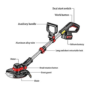 JNYB 2-in-1 Cordless Garden Trimmer, 20V Grass Trimmer/Edger with 1 2Ah Batteries & Charger, Adjustable Head and Telescopic Handle Grass Cutter Machine