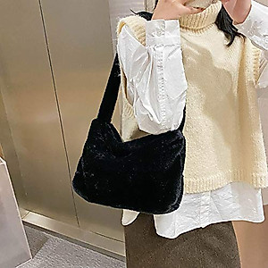 Fluffy Tote Bag Y2K Shoulder Bag Cute Y2K Furry Purse Plush Bag Aesthetic Plush Underarm Bag for Women