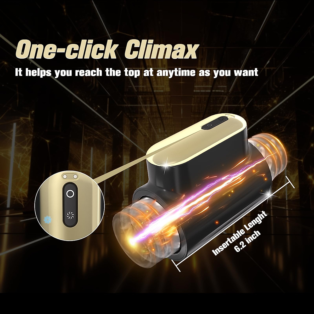 6.2'' Full-length Automatic Thrusting Rotating Male Masturbator, Adult Sex Toys, Blowjob Sex Machine Stroker Penis Vibrator, Hands Free Masturbators Pocket Pussy for Men Pleasure