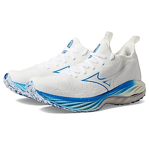 Mizuno Running Women's Wave Neo Wind Running Shoe, Undyed Wht-Peace Blue, 7.5