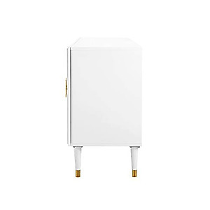 Inspired Home Sideboard - White | Design: Belen | 3 Doors | Brushed Finish Gold Handle and Leg Tip