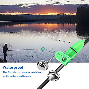HLOGREE LED Night Fishing Rod Bait Alarm Bell 20pcs with Dual Ring Bells Fishing Indicator Fish Bait Alarm Portable Fishing Accessories Bait Alarm Bell Rod Clip Tip for Fishing(10 Red, 10 Green)