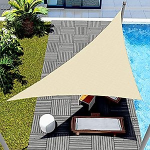 Windscreen4less 8' x 8' x 11.3' Triangle Sun Shade Sail - Beige Durable UV Shelter Canopy Fabric Cloth Screen Water Permeable & UV Resistant for Patio Outdoor Backyard