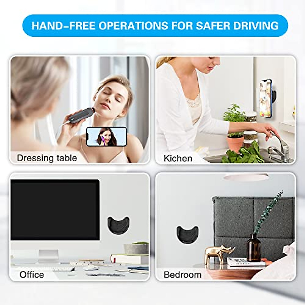 volport Car Mount for Pops Collapsible Socket Grip, 2 Pack Black Silicone Cell Phone Holder for Swappable Socket/Expanding Stand with 3M Sticky Adhesive Replacement Stick on Dashboard, Wall, Glass