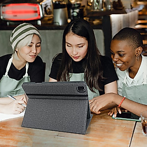 iPad Pro 12.9 Case 6th Generation 2022 / 5th Gen 2021/2020 4th / 2018 3rd Gen, iPad Pro Cases with Pencil Holder, Full-Body Protection Leather Cover for Women, Auto Wake/Sleep - Grey