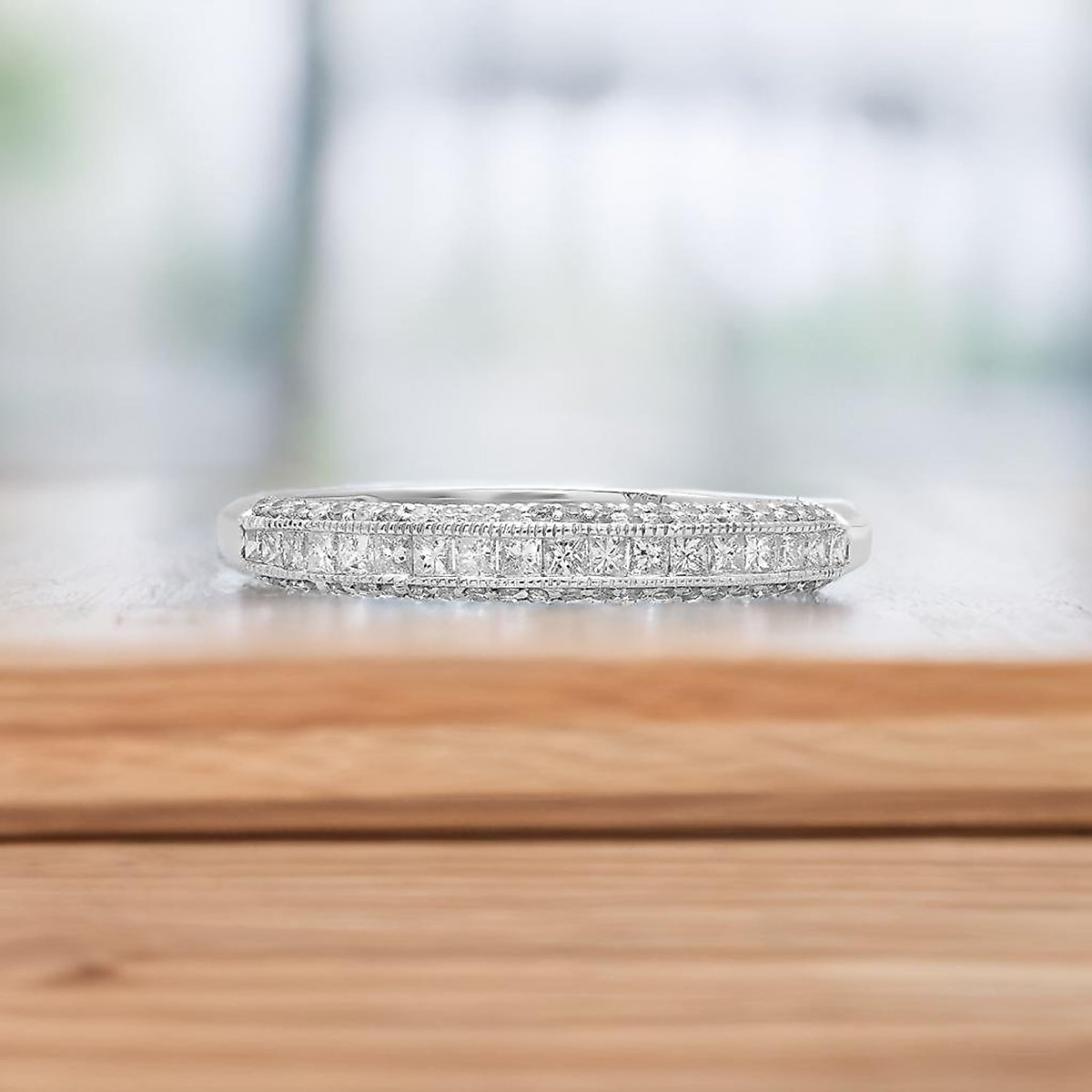 Dazzlingrock Collection 0.45 Carat (ctw) 18k Princess & Round Diamond Wedding Ring Set for Women White Gold, Size 5