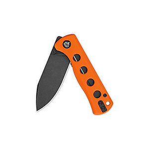 QSP KNIFE CANARY FOLDER POCKET KNIFE, SHARP 14C28N BLADE with COLORFUL G-10 HANDLES (blackwash blade, orange G-10 handle)