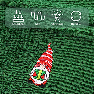 MCEAST 3 Pack Christmas Hand Towel 17.7 x 12.6 Inches Soft Wash Cloths Holiday Design Pure Cotton Towels for Bathroom, Home, Kitchen Drying and Cleaning (Red, Green, White)
