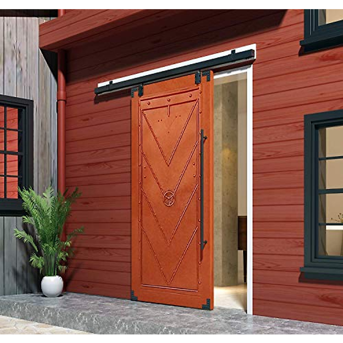 DIYHD 12FT Box Track Double Sliding Barn Door Hardware