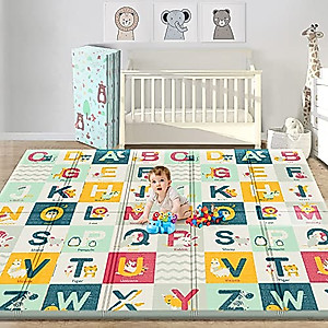 Gimars Baby Play Mat, Reversible and Foldable Baby Mat for Floor, 79 x 71 x 0.6" Extra Large Play Mat, Waterproof Foam Playmat for Babies, Infants, Toddlers, Play & Tummy Time