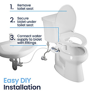 LUXE Bidet NEO 320 - Hot and Cold Water, Self-Cleaning, Dual Nozzle, Non-Electric Bidet Attachment for Toilet Seat, Adjustable Water Pressure, Rear and Feminine Wash, Lever Control (White)