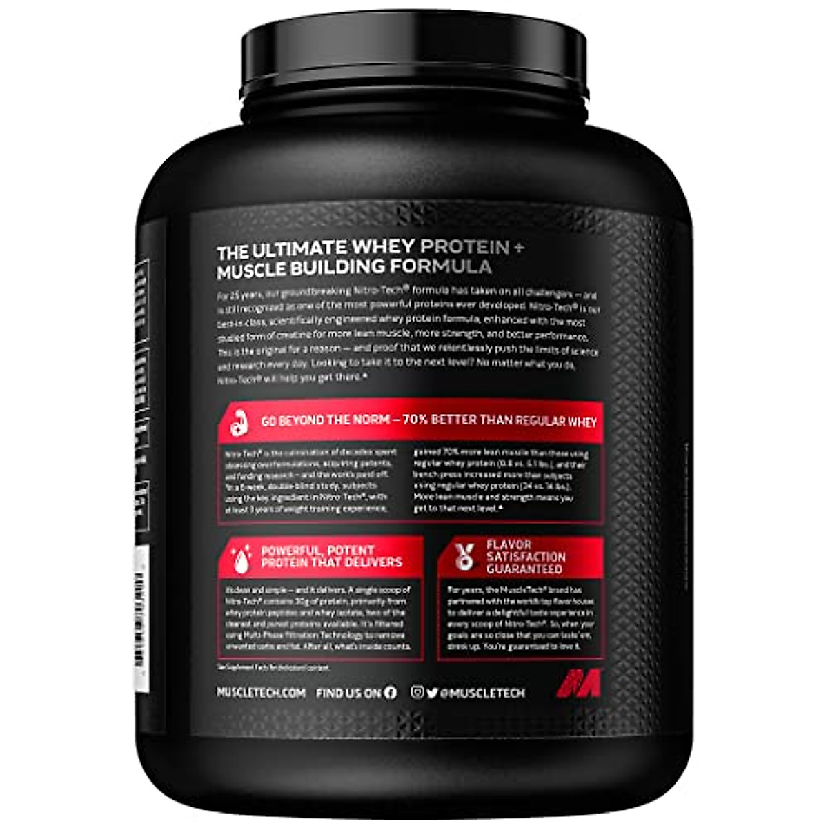 MuscleTech Whey Protein Powder | MuscleTech Nitro-Tech | Isolate & Peptides | Protein + Creatine for Muscle Gain | Muscle Builder for Men & Women | Sports Nutrition | Vanilla, 4 lb (40 Servings)