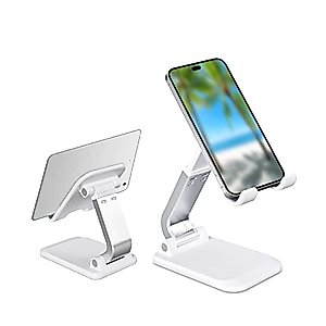 Foldable & Portable Cell Phone Stand with Silicon Pad,Adjustable Angle Height Tablet Desktop Holder Compatible with iPhone 14 Pro Max,Samsung Galaxy S20 and Other 4-8'' Smartphone