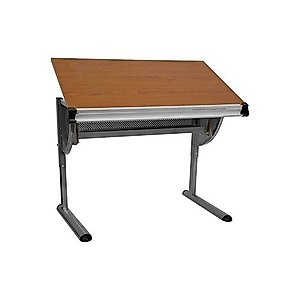 Flash Furniture Berkley Adjustable Drawing and Drafting Table with Pewter Frame