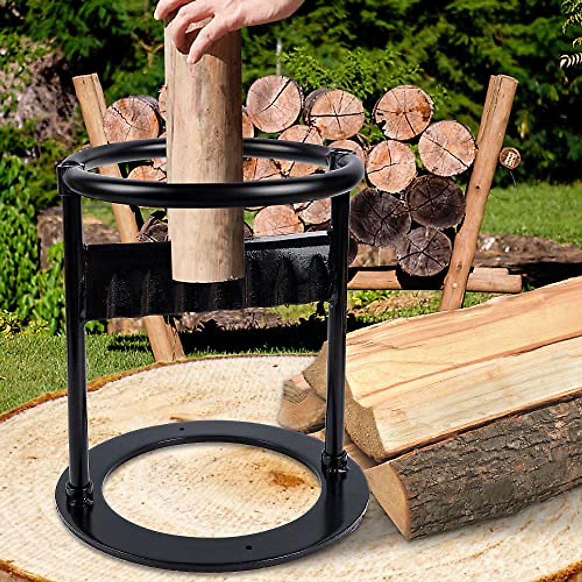 Lulu Home Hand Kindling Splitter, Cast Iron Firewood Splitting Kindling Chopper, Manual Log Wood Cutter on The Ground for Fireplace/Bonfire/Barbecue, 11.8" Dia X 13.7" H