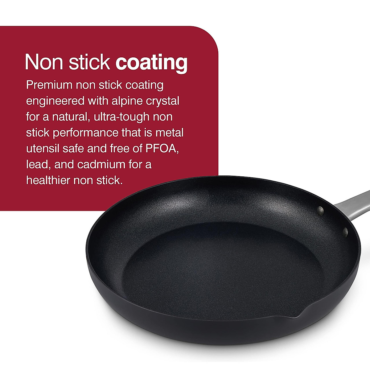 Zyliss Ultimate Pro Nonstick Frying Pan - Hard Anodized Frying Pan with Pour Spout - Non-Stick Stainless Steel Pan - Scratch-Resistant and Dishwasher-Safe Cookware - 11 inches