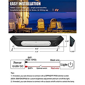 OPPKEPT LED RV Lights Exterior with 3-Level Dimmer Switch, Upgrade 12V/28V 900 Lumen RV Led Porch Light Replacement Lighting Fixtures for RVs Trailers Campers Yacht, IP67 Waterproof (Black)