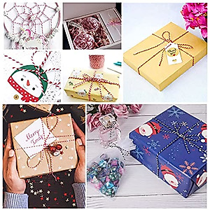 Twine String,328 Feet Christmas Twines White Gold Rope Bakers String Rope Craft Making Knitting Butchers Twine DIY packing, room decoration(White and gold)