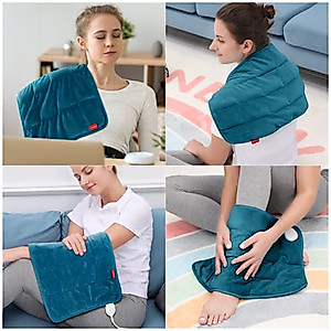 Comfytemp Full Weighted Heating Pad for Back Pain & Cramps Relief, 2.2lb Large Electric Heating Pad for Neck and Shoulders, Moist & Dry Heat Therapy with Auto Shut Off, Stay On, 12x24", Washable