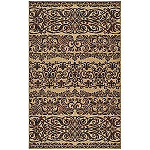 SUPERIOR Sheffield Modern Oriental Damask Polypropylene Indoor Area Rug, 8' X 10' Gold