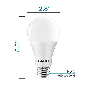 LUXRITE A21 LED Bulbs 150 Watt Equivalent, 2550 Lumens, 5000K Bright White, Dimmable Standard LED Bulb 22W, Energy Star, E26 Medium Base - Indoor and Outdoor (2 Pack)