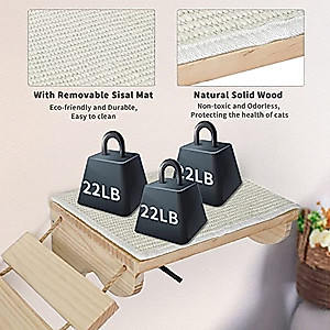 KOOPRO Cat Wall Shelves Furniture Bed, Cat Perch Wooden Cat Steps Climbing Bridge Wall Mounted Solid Wood Cat Tree for Indoor Large Cats Kittens for Sleeping, Playing, Climbing, Lounging