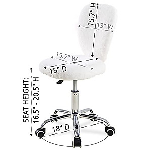 wangji Fuzzy Desk Chair, Comfy Armless Furry Fur Chair with Swivel, Pastel Rainbow Yellow & Blue