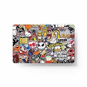 HK Studio Card Skin Sticker Bomb for EBT, Transportation, Key, Debit, Credit Card Skin - Covering Personalizing Bank Card - No Bubble, Slim, Waterproof, Digital-Printed