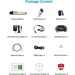 ZOSI 5MP Lite Home Security Camera System,H.265+ 8Channel CCTV DVR and 4PCS 1920TVL 1080p Weatherproof Outdoor Indoor Surveillance Cameras,120ft Night Vision,Remote Access,No Hard Drive